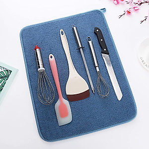 2 Pack Microfiber Dish Drying Mat,Large Absorbent Kitchen Drying Pad,Dishes Drainer Pads for Kitchen Counter,19×14.5 Inch,(Grey/Blue)