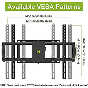 USX MOUNT Full Motion TV Wall Mount for 42-90 inch TV, Wall Mount TV Bracket with Articulating Swivel Tilt, Hold TV up to 150lbs, Max VESA 600x400mm