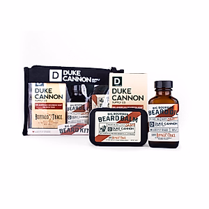 Duke Cannon Supply Co. Big Bourbon Beard Kit for Men - 1.6 oz. Beard Balm & 3 oz. Oil, 10 oz. Bourbon Soap, Premium Grooming Set