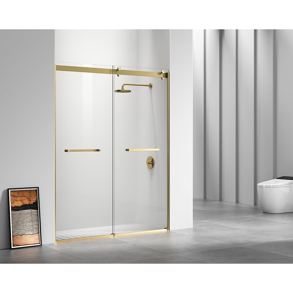 Elegant Kitchen and Bath SD202-6076BGD Frameless Shower Door 60 x 76 Brushed Gold