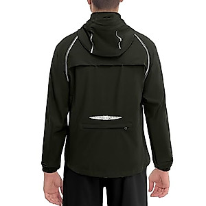 Little Donkey Andy Men's Quick-Dry Running Jacket UPF 50+ Cycling Jacket with Detachable Sleeves and Hood, Water Repellent, Black Size L
