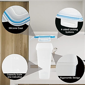 Airtight Food Storage Containers, 12 pcs BPA-Free Clear Cereal Containers, Plastic Canisters with Lids for Kitchen & Pantry Organization, Ideal for Cereal, Rice, Flour & Sugar, Grains, Beans