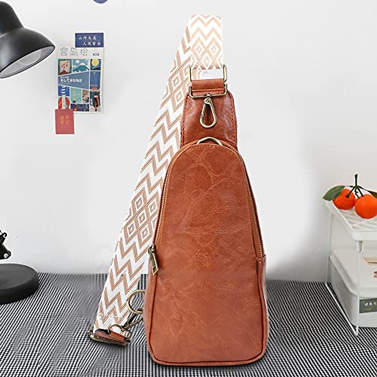 Women Chest Bag Sling Bag Leather Crossbody Bag Female Satchel Daypack Waist Shoulder Sling backpack for Travel Work school