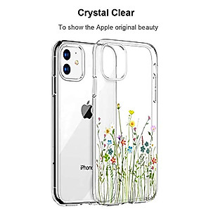 Unov Case Compatible with iPhone 11 Clear with Design Slim Protective Soft TPU Bumper Embossed Floral Pattern 6.1 Inch (Flower Bouquet)