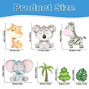 Safari Animal Wall Decals Glow in The Dark Wall Decals Jungle Zoo Wall Stickers Peel and Stick Cartoon Forest Animals Fox Bear Elephant Zebra Decal for Kids Boys Girls Nursery Bedroom Playroom Decor