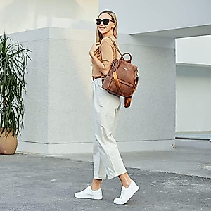 CLUCI Leather Backpack for Women Anti-theft Fashion Ladies Travel Backpack Purse Vintage Large Shoulder Bags Two-Toned Brown