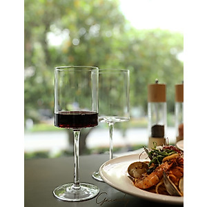 Gnimihz Wine Glasses Set of 4-16oz Cylindrical Red White Wine Glass, Made from Lead-Free Premium Crystal, Great Gift for Wedding, Anniversary, Christmas, Birthday, 9’’ Tall, Clear