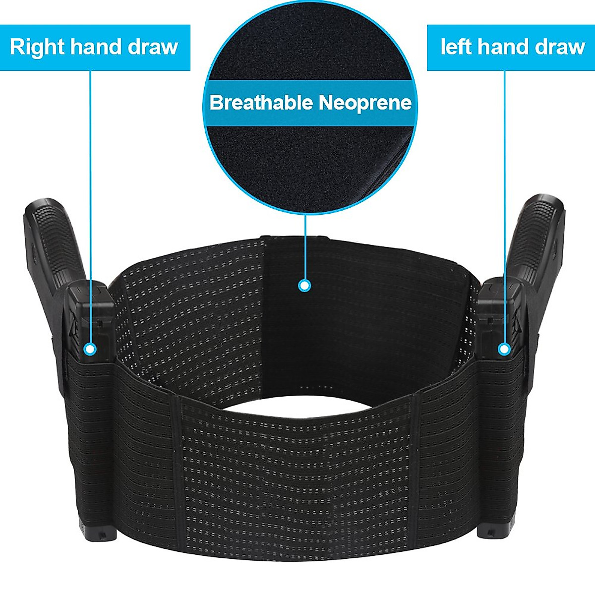 Accmor Belly Band Holster for Concealed Carry, Elastic Breathable Waistband Gun Holsters for Women Men, Comfortable Concealed Carry Belly Band Fits up to 55" Belly, Right and Left Hand Draw