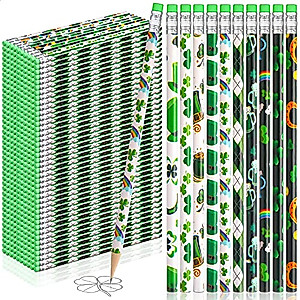 Zubebe 600 Pieces St Patrick's Day Pencils with Eraser Wood Shamrock Pencils Lucky Shamrock School Pencils Green Pencils for St Patrick's Day Party Kids Awards Holiday School Supplies