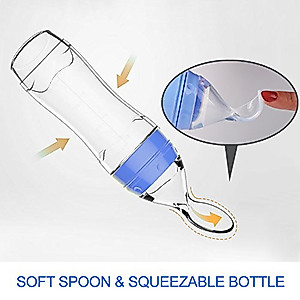 Baby Mate Silicone Baby Food Dispensing Spoon (Blue, 4oz/120ml, Ideal for 4 Months+ Babies) - Squeeze Feeder with Spoon - Spoon Bottle for Baby - Baby Spoon Feeder Bottle Baby Solid Food Feeder