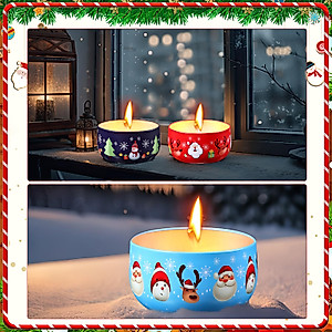Mumufy 24 Pcs Christmas Cookie Tins 8 Styles Candy Tinplate Retro Tins Candle Tin Storage Containers Metal Cookie Jars Round Nesting Containers for DIY Candles, Dry Storage, Spices, Tea, Candy