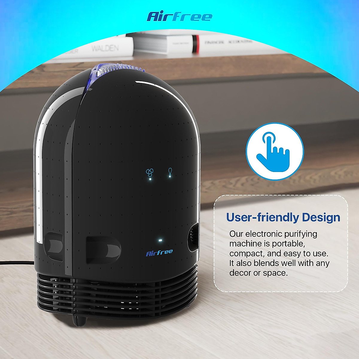 Airfree 3000 Plus Filterless Silent Air Purifier Destroys Mold, Allergens, Prevents Mildew. Remote, App & Alexa Controlled Air Sterilizer booster and Top Lights. 650 sq ft, Black.