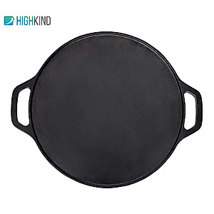 Highkind Pre-Seasoned Cast Iron Dosa Tawa with Premium Extra Coating (12 inches) Perfect for Cooking on Gas, Induction and Electric Cooktops,Black