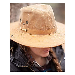 Outback Trading Standard 1497 River Guide UPF 50 Waterproof Breathable Outdoor Cotton Oilskin Hat, Field Tan, Large