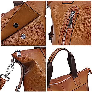 Iswee Genuine Leather Purses and Handbags for Women Top Handle Tote Bags Shoulder Bag Satchel Crossbody Hobo Purse (Sorrel)