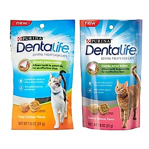 Purina Dentalife Dental Treats for Cats Bundle; Savory Salmon and Tasty Chicken