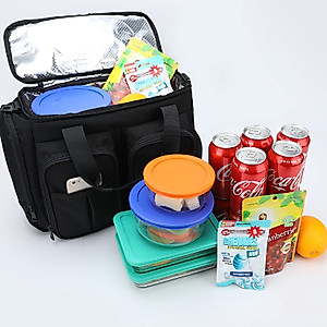 MIER Lunch Box for Men Heavy Duty 20 Cans Large Insulated Lunch Bag Leakproof Soft Cooler Bags with Multiple Pockets for Adult Women Work (Black, Medium)