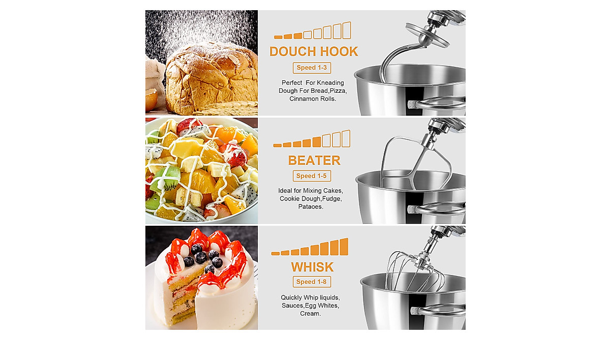 ZACME Mixers Kitchen Electric Stand Mixer, Aluminum die casting and ...