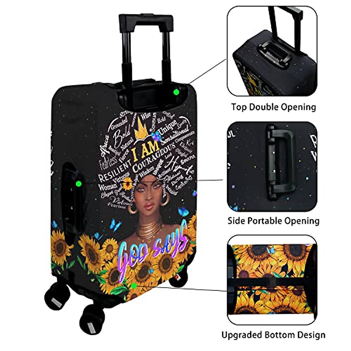 Luggage Cover Approved Cute Travel Suitcase Protector African American Elastic Washable Baggage Covers for 18-20 inch Girl Luggage(S)