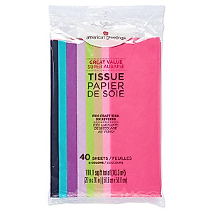 American Greetings 40 Sheet 20 in. x 20 in. Jewel Tone Tissue Paper for Graduation, Birthdays and All Occasions