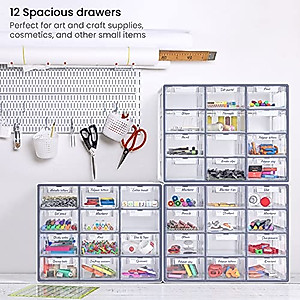 Arteza Desk Drawer Organizer, Multipurpose 12-Drawer Cabinet for Makeup Storage, Tools, and Art Supplies, 9.21in x 16.22in x 12.79in