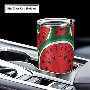 Yasala Tumbler Green Red Watermelon Insulated Office Coffee Cup Back to School Beverage Container Travel Mug with Straw and Lid Double Wall Stainless Steel 20oz