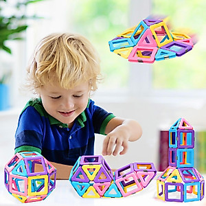 Upgraded Magnetic Blocks Building Tiles Toys for 3 4 5 6 7+ Year Old Boys Girls, Learning Educational STEM Gifts for Toddlers Kids Christmas Birthday Toys Compatible with Major Brands Building Blocks