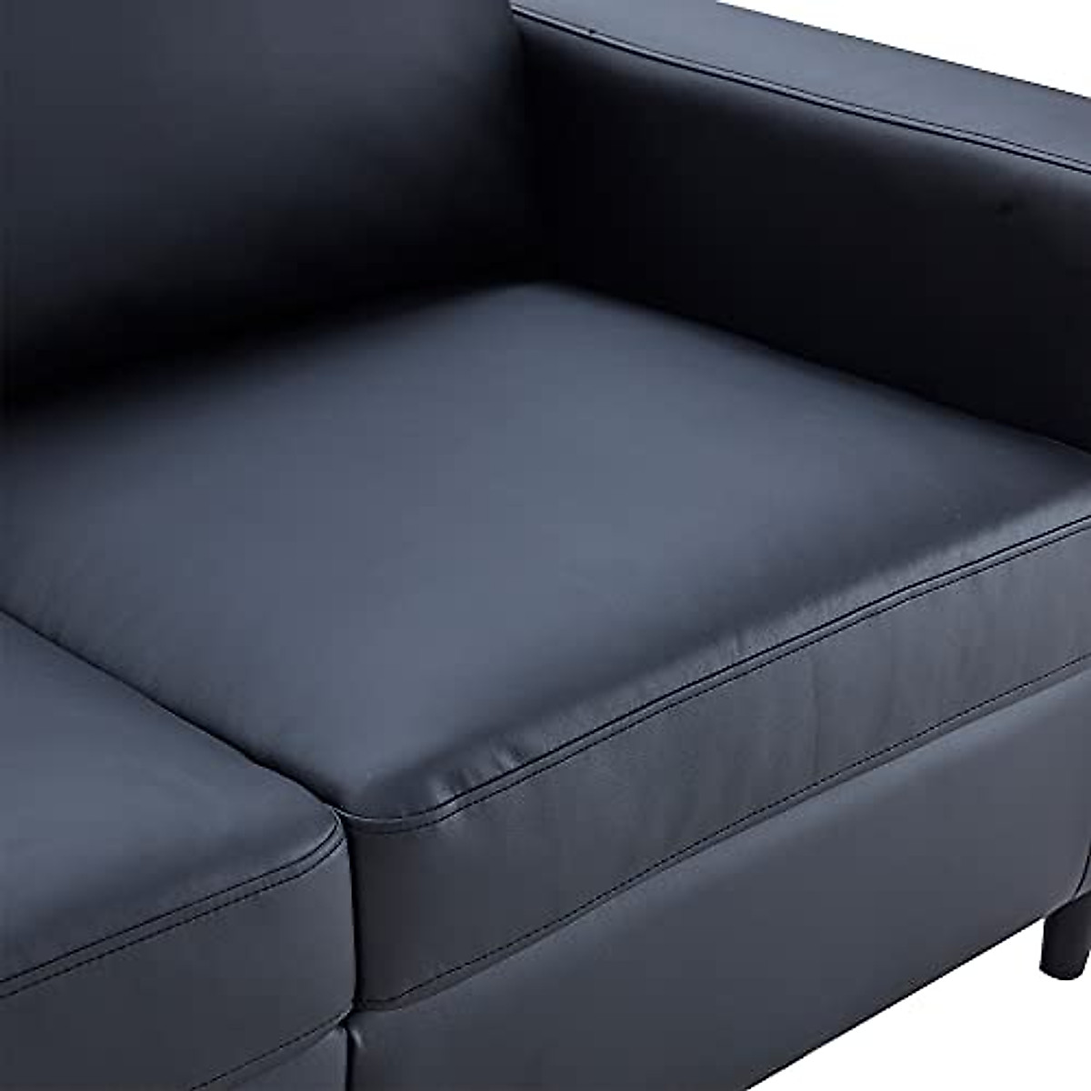 GLORHOME Love Seat Modern Style Couch Soft Sofa PU Leather Loveseat for Living Room, Home, Office, Black