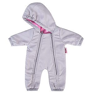 Rakki Dolli Doll Clothes Winter Romper Hooded Romper Grey Outfit Snowsuit Thick Polar Fleece Warm Jumpsuit Fits 18" American Girl Doll 010