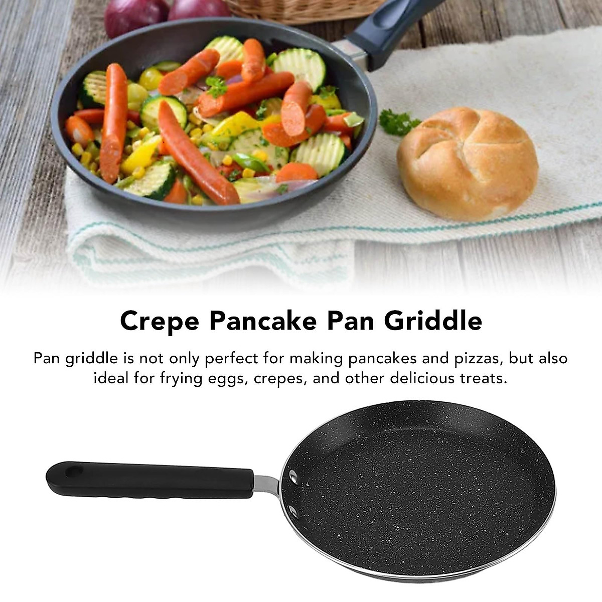 Nonstick Crepe Pan, Aluminum Alloy Tortilla Pan, 6 Inch Pancake Flat Skillet Tawa Dosa Tortilla Pan, Compatible with All Stovetops, Pancake Griddle Comal Pan for Roti Egg Omelet Tortilla Tawa Dosa