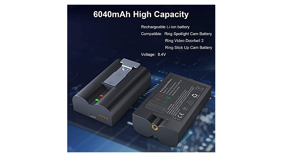 Rechargeable Ring Battery Replacement for Video Doorbells