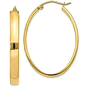 14K Yellow Gold Oval Hoop Earrings