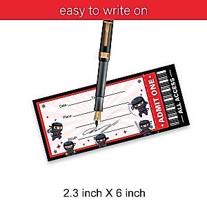 LyoGao 20 Pack Ninja Birthday Party Ticket Invitations With Envelopes Ninja Birthday Party Invitations Fill in Let's Kick Up Some Fun Ninja Warrior Invites (Ticket Style)