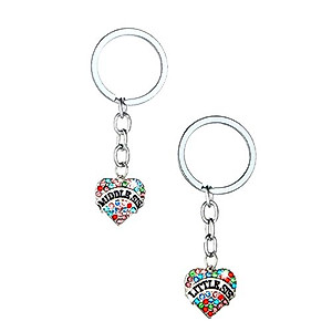 Amosfun 4pcs Mom Big Middle Little Sis Keychain Alloy Heart Shaped Crystal Family Key Rings Bag Hanging Ornament Gift for Mother Daughter Sister