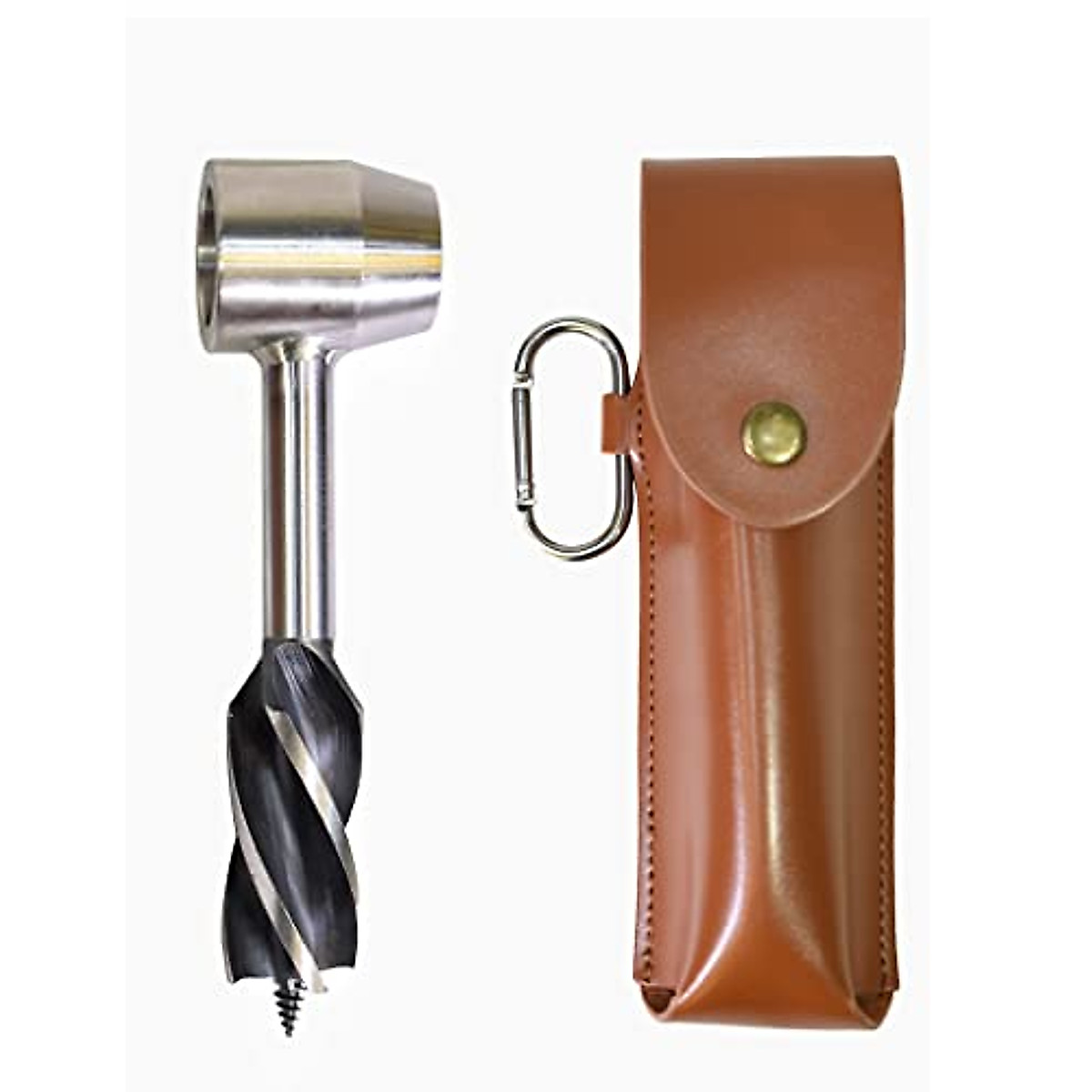 Survival Tool for Bushcraft Settlers, Manual Drill Wrench, Scotch Eye Auger Drill and Hand Hole Maker for Camping, Outdoor, Bushcrafting, with Protective Case and Hook