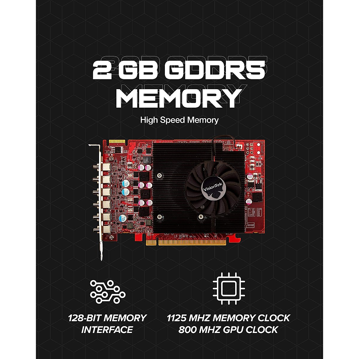 VisionTek Radeon 7750 2GB GDDR5 6 4k Monitor Graphics Card, 6 Mini DisplayPort Outputs, AMD Eyefinity 2.0, PCI Express 3.0 Video Card, 7.1 Surround Sound - 900614