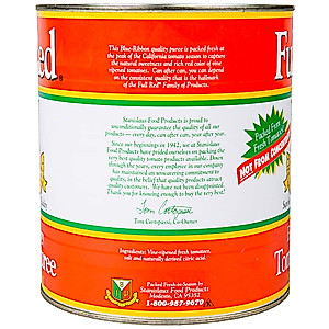 Stanislaus, Full Red Extra Heavy Tomato Puree (Pack of 2), Chicago-style Pizza & Passato-Style Sauces, Size #10 Can (6 lb, 6 oz) 102 oz (each) + Includes-Free Basil Leaves from Rhino Fine Foods.071oz