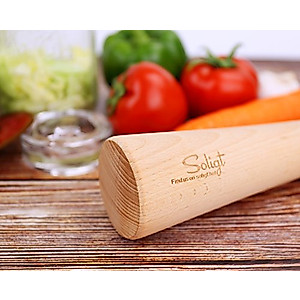 SOLIGT 12" Sauerkraut Pounder for Mason Jars Vegetable Fermentation- One Piece of Solid Wood