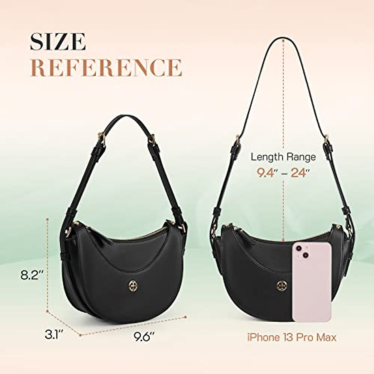 Missnine Shoulder Bag for Women Small Purse Vegan Leather Hobo Bags Crescent Clutch Purses Handbag Ladies Crossbody Bags