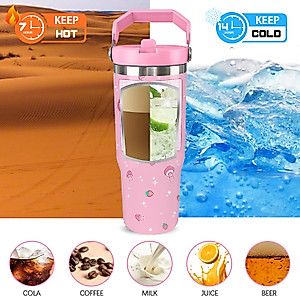 Unyopsa Frog Tumbler with Lid and Straw 30oz Flip Straw Mushroom Tumbler Glass Insulated Cute Frog Travel Mug with Handle Frog Gifts for Women