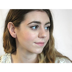 Tiny 14K Gold Thin Continuous Endless Hoop Earrings (1mm Tube) (.39 inch - 10mm - White Gold)