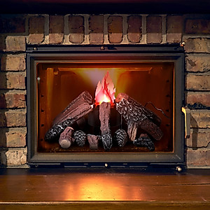 Electronic 3D Led Fake Flames Effect Night Lamp Led Artificial Flickering Fire Flame with 10 Pieces Gas Fireplace Logs Simulated Flame Lamp for Halloween Christmas Indoor Home Party Decorations