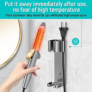 AMLESO Curling Iron Holder Hair Styling Accessories Organizer Punch Free Wall Mount Hair Straightener Organizer for Curling Wands Flat Irons Combs