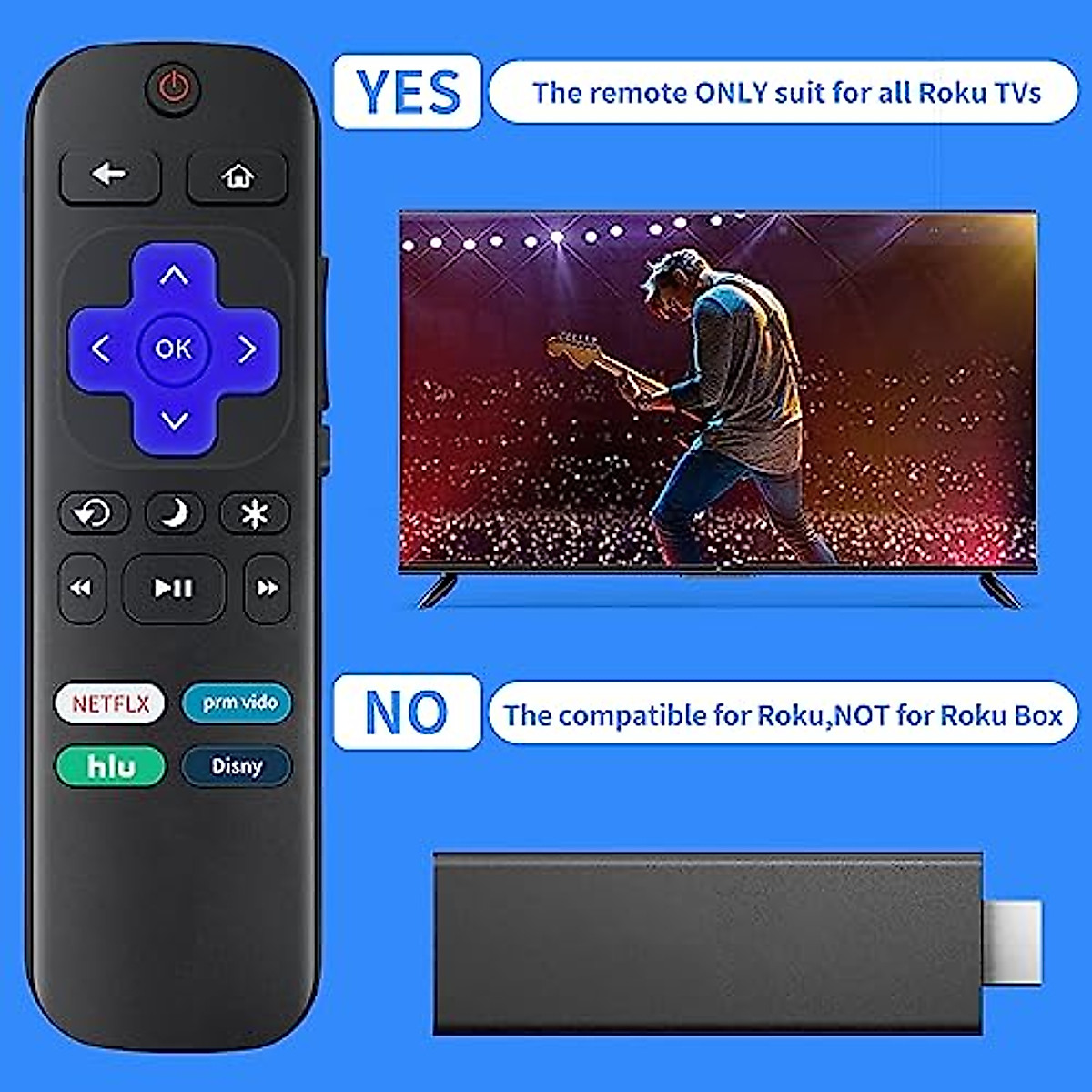 2Pcs New Remote Control Replaced for Roku TV, Compatible for TCL Roku,for Hisense Roku,for Onn Roku【Not for Roku Stick,Box and Players】