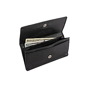 Zinda Genuine Leathers Women’s Wallet RFID Protection Long Purse Flap Over (Ebony)