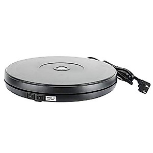 Homend 110V Electric Motorized Rotating Turntable Display Stand with LED, 10inch/25cm Diameter 22lb Load, 360 Degree Rotating in Either Direction, for Photography, Showcase (10inch/25cm,Black)