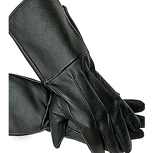 SI MEN'S MEDIEVAL RENAISSANCE UNLINED GAUNTLET GLOVES (LARGE, BLACK)