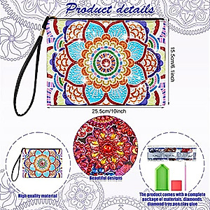 2 Pieces Mandala DIY Diamond Painting Purses 5D DIY Diamond Painting Handbag Handmade Diamond Art Wristlet Clutch Bag with Zipper for Women Girls Art Craft Makeup Gift (Elegant)