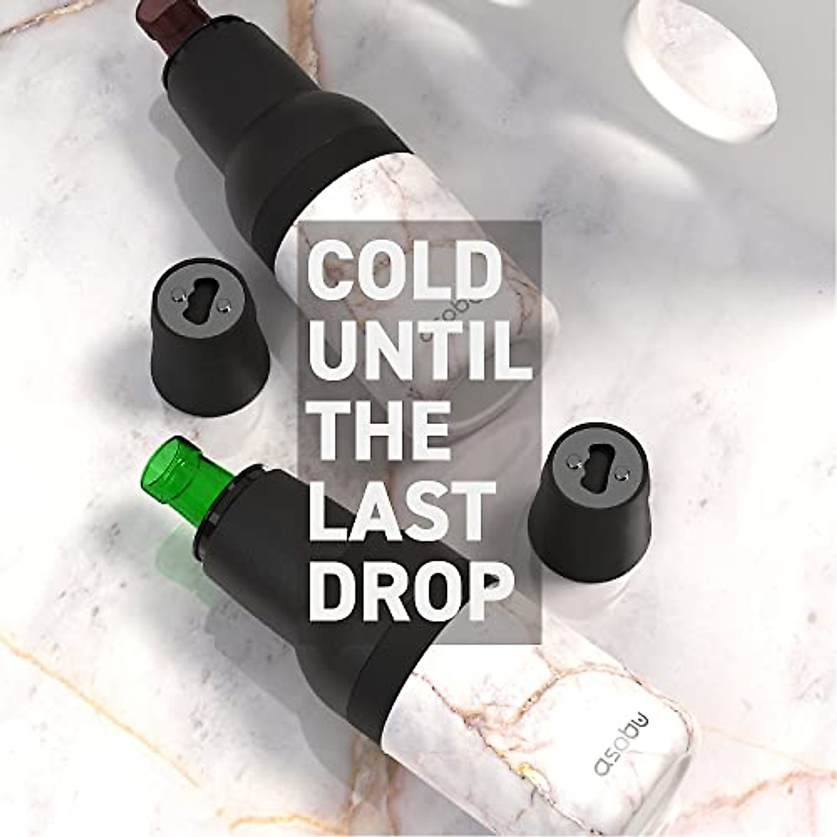 Asobu Frosty Beer Holder 2 Go Vacuum Insulated Double Walled Stainless Steel Beer Can and Bottle Cooler with Beer Opener Eco Friendly and Bpa Free (Marble)