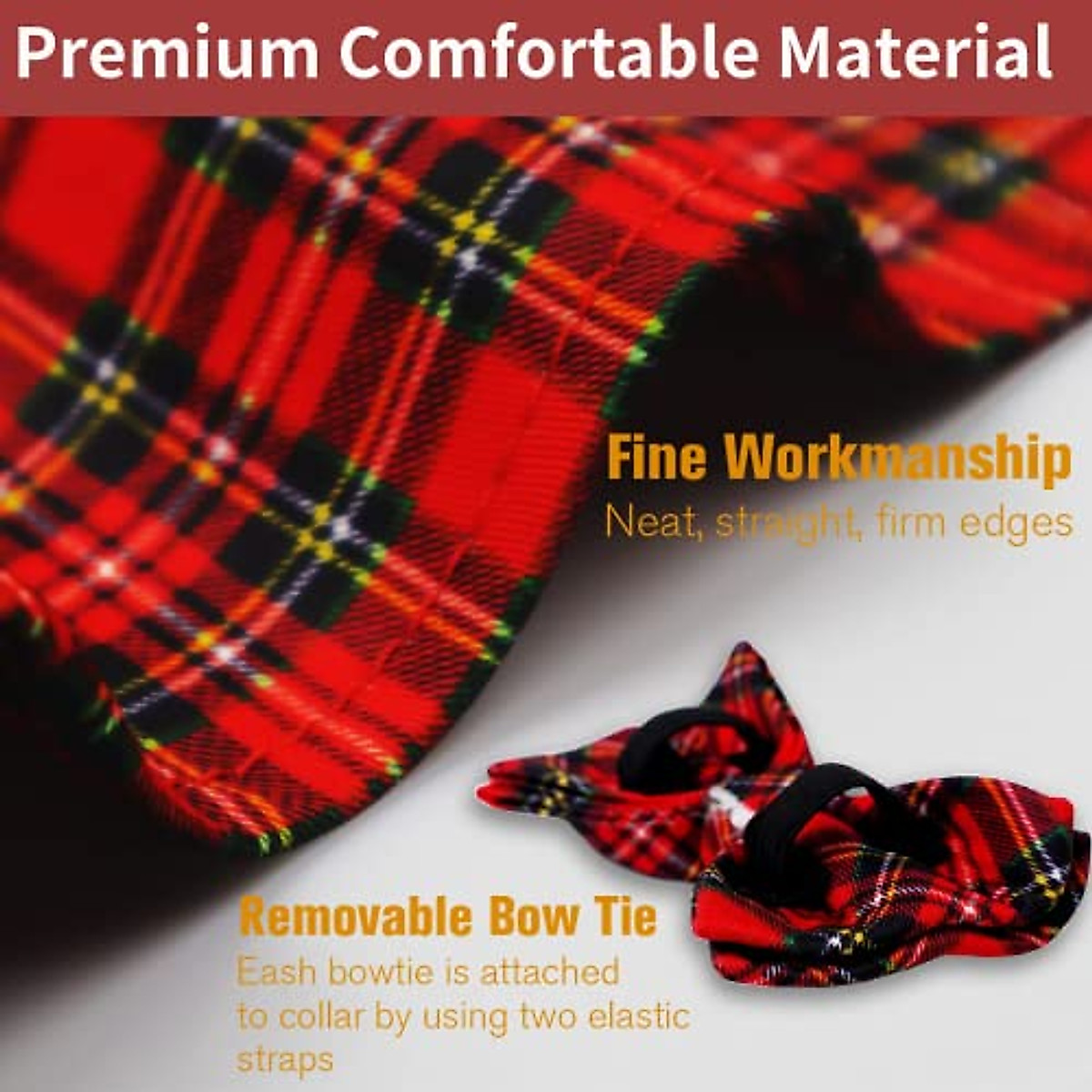 Christmas Dog Collars for Female Dogs,Dog Bow Tie Collar as Dog Gifts for Large and Medium Dog,Pet Gift Collar with Bow Tie & Soft Bandana,Adjustable Dog Bow Tie Collar,Girl Dog Collar for Large Dogs